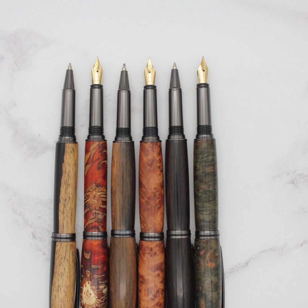 "Blue Flame" wood and resin - Junior Gentleman style desk pen ...
